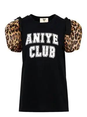 ANIYE BY T-shirt With Animal Print Balloon Sleeves - Black