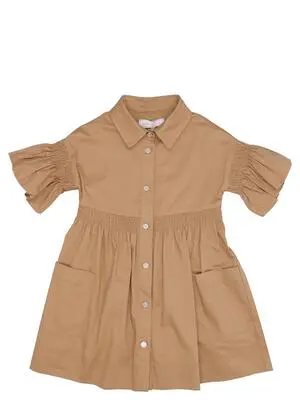 Monnalisa Cotton Dress - Brown
