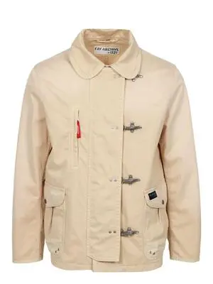 FAY Cotton Twill Jacket With Metal Hook Closure - Beige