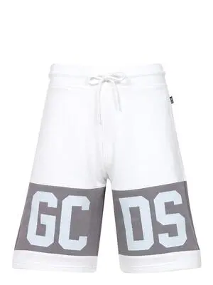 Gcds Logo Band Cotton Shorts - White