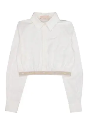Elisabetta Franchi Cotton Crop Shirt - Ivory