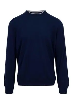 FAY Cotton Regular Fit Sweater - Blu+grigio