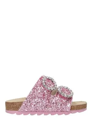 Monnalisa Sandals With Jewel Buckle Closure - Pink