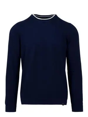 FAY Crew Neck Cotton Sweater - Blue