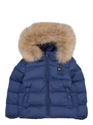 BLAUER. Quilted Jacket With Fur Trim - Blue