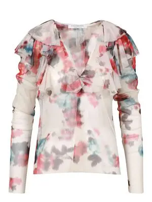 PHILOSOPHY BY LORENZO SERAFINI Floral Print Tulle Shirt - Beige