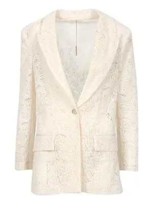 SIMONA CORSELLINI Embroidered Lace Blazer - Beige