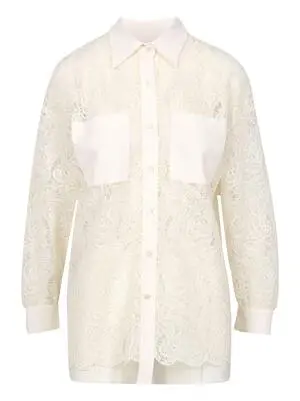 SIMONA CORSELLINI Embroidered Lace Shirt - Beige