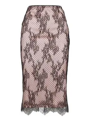 ANIYE BY Satin And Lace Sheath Skirt - Nero+rosa Antico