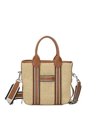 Hogan Raffia And Leather Shopping Bag - Natural