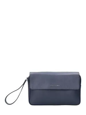 ORTIGNI Grained Leather Wristlet - Blue