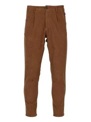 ROY ROGER'S Cotton Velvet Carrot Trousers - Cammello Scuro