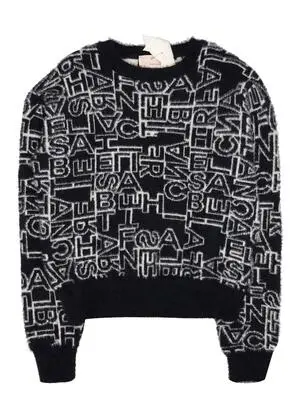 Elisabetta Franchi Jacquard Lettering Sweater - Nero+burro