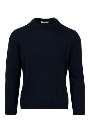 PAOLO PECORA Merino Wool Crew Neck Sweater - Blue