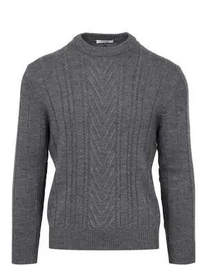PAOLO PECORA Merino Wool Sweater With Braid Pattern - Grigio Medio