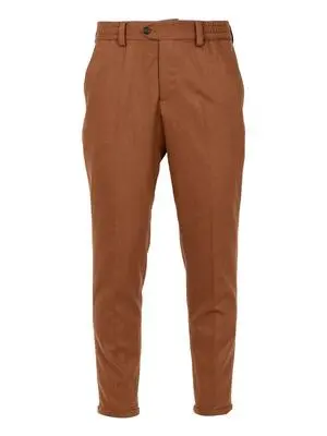 PT TORINO Wool And Cashmere Flannel Carrot Fit Trousers - Brown