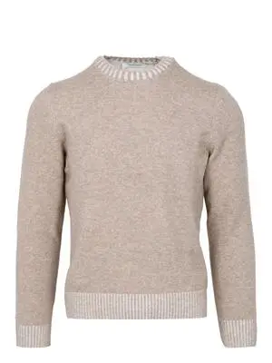 GRAN SASSO Regular Fit Crew Neck Sweater - Beige+sabbia