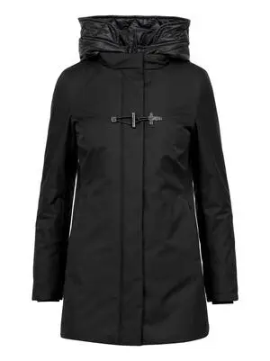 FAY Technical Gabardine Coat - Black