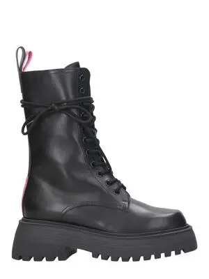 3JUIN Lace-up Leather Boots - Black