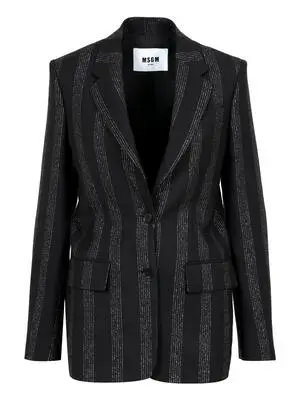 MSGM Wool Pinstripe Blazer - Black