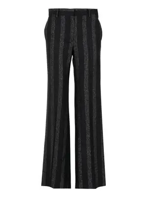 MSGM Pinstriped Wide-leg Trousers - Black