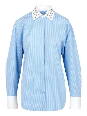 MSGM Striped Cotton Shirt - Light Blue
