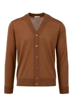 PAOLO PECORA Wool V-neck Sweater - Brown
