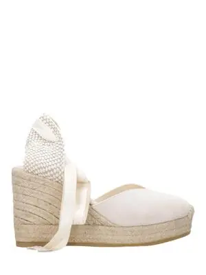 ESPADRILLES Ankle Lace Wedges - Beige