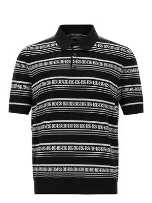 Dolce & Gabbana Knitted Polo Shirt - White/black