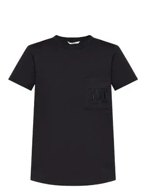 Max Mara Cotton T-shirt With Embroidered Logo - Black