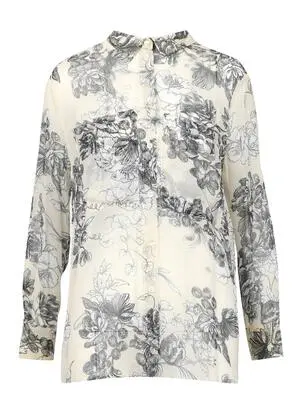 SEMICOUTURE Printed Viscose Shirt - Panna+nero