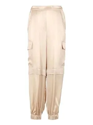 SEMICOUTURE High-waisted Trousers With Ankle Cuffs - Cammello Chiaro