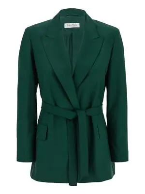 Max Mara Talento Pure Wool Canvas Blazer - Green