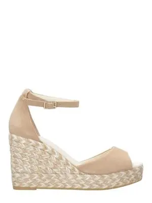 ESPADRILLES Suede Espadrille Wedges - Camel