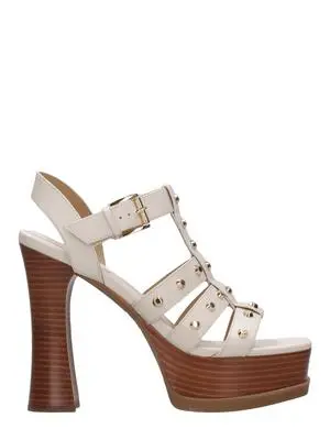 Michael Kors Studded Leather Platform Sandals - Beige