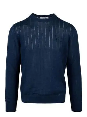 GRAN SASSO Crew Neck Braid Sweater - Blue