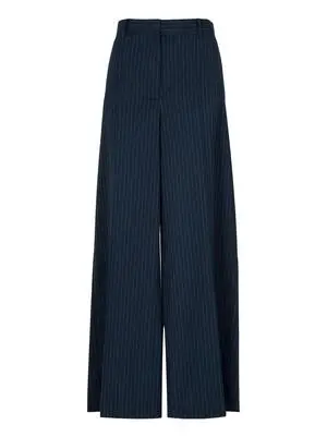 N°21 Wide Leg Trousers - Blu+grigio