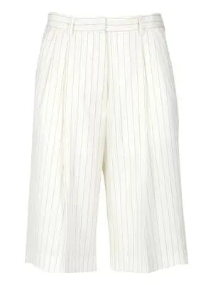 MSGM High Waisted Viscose Shorts - White