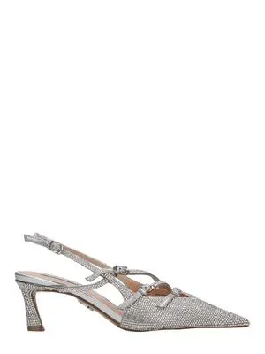 Steve Madden Crisscross Strap Rhinestone Pumps - Silver