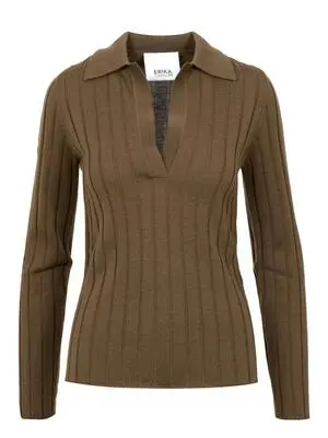Erika Cavallini Long Sleeve Virgin Wool Top - Brown