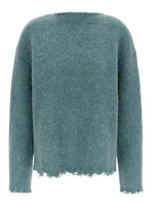 JIL SANDER Fringed Wool Sweater - Light Blue