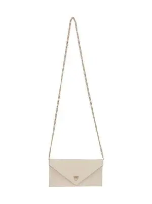 Pinko Mini Flat Leather Bag - White
