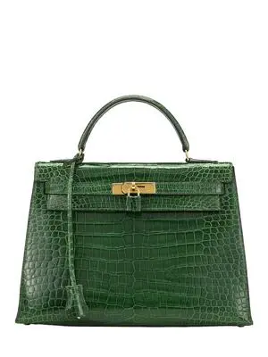 Hermès Crocodile Porosus Lisse Kelly Sellier 32 - Emerald