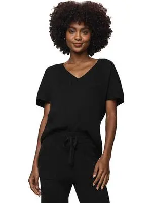 Splendid Cashblend Short Sleeve Sweater - Black