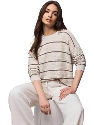 Splendid Georgie Cashblend Stripe Pointelle Sweater - Brown