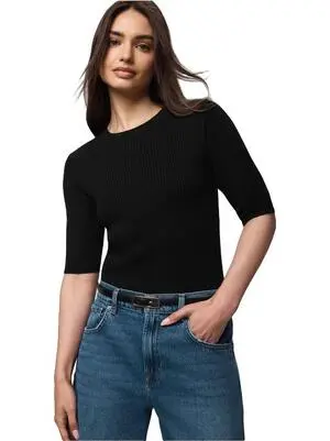 Splendid Georgie Cashblend Elbow Sleeve Sweater Black