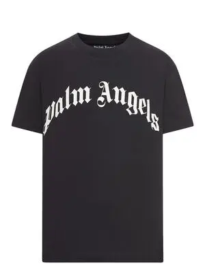 Palm Angels Curved Logo Tee - Black