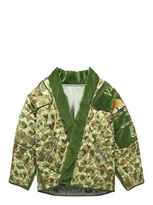 Kapital Rayon Satin Quilted Bomber Jacket - Tan