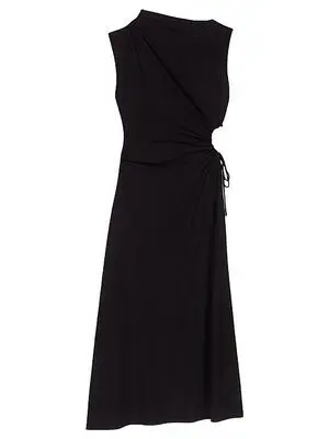 Maje High-neck Maxi Dress With Cutout Waist - Black