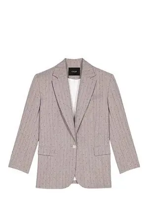 Maje Rhinestone-embellished Single-breasted Blazer - Light Grey